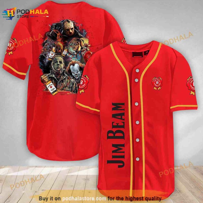 Halloween Horror Characters Jim Beam 3d Baseball Jersey - Hot Sale 2024