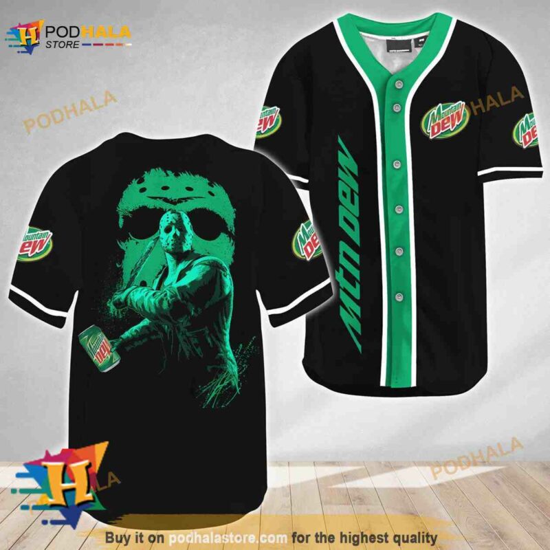 Jason Voorhees Friday The 13th Mountain Dew 3D Baseball Jersey - Hot ...